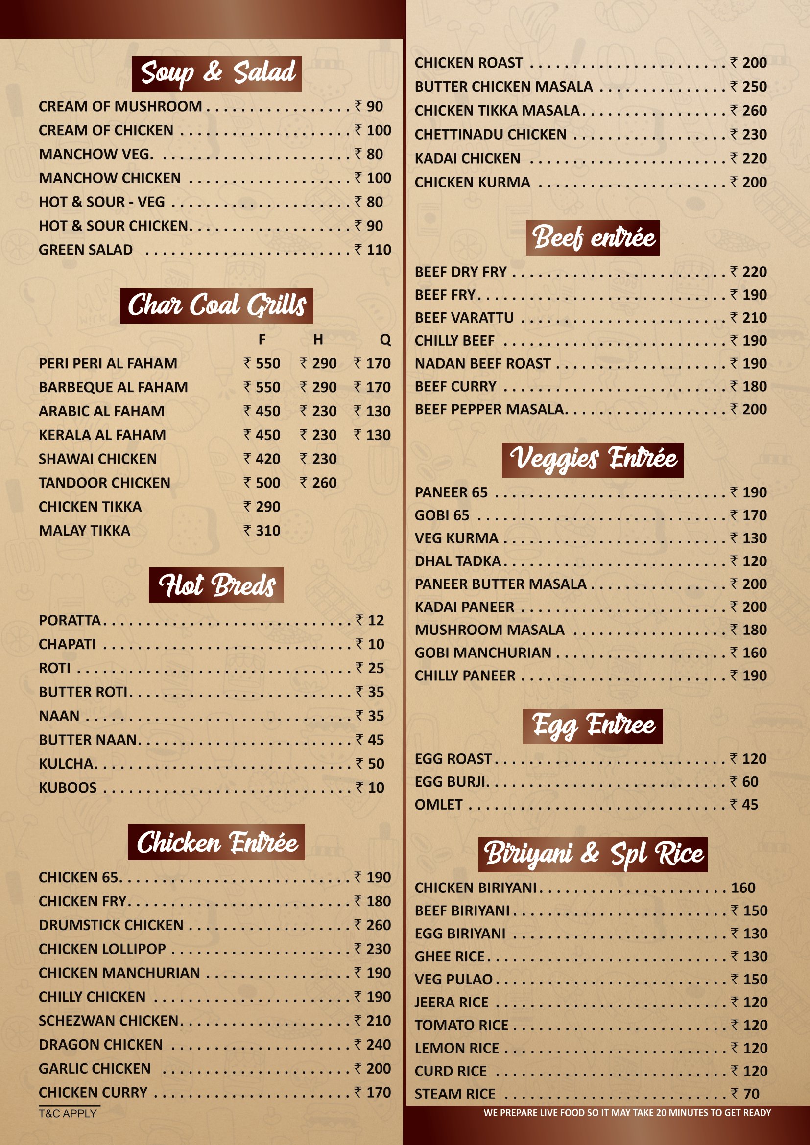 Arabian Grill : Menu